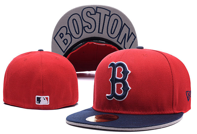 Boston Red Sox Red and Navy Fitted Hat with Bold Undervisor “BOSTON” L ...